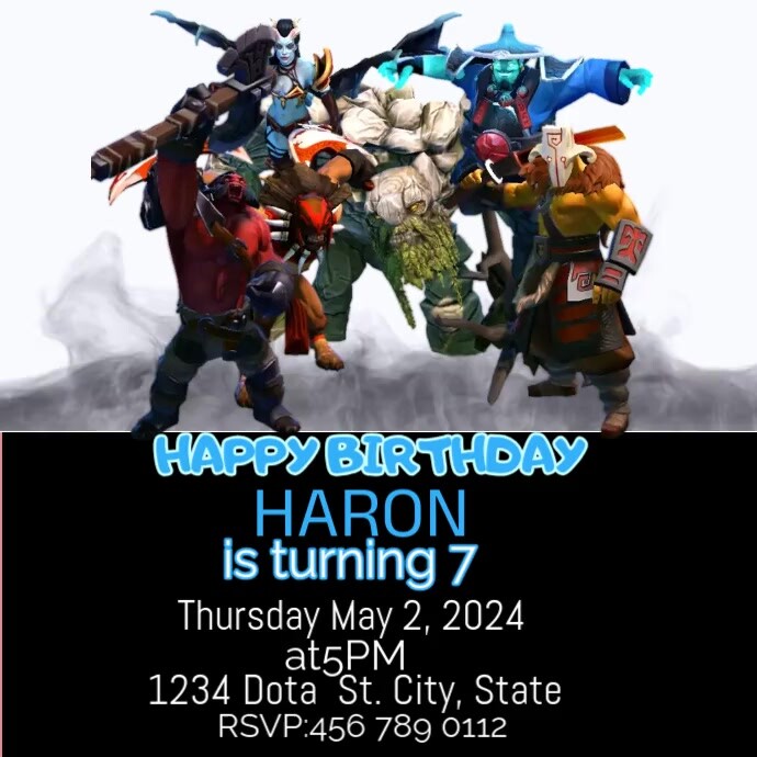 Dota | Birthday Invitation Template | PosterMyWall